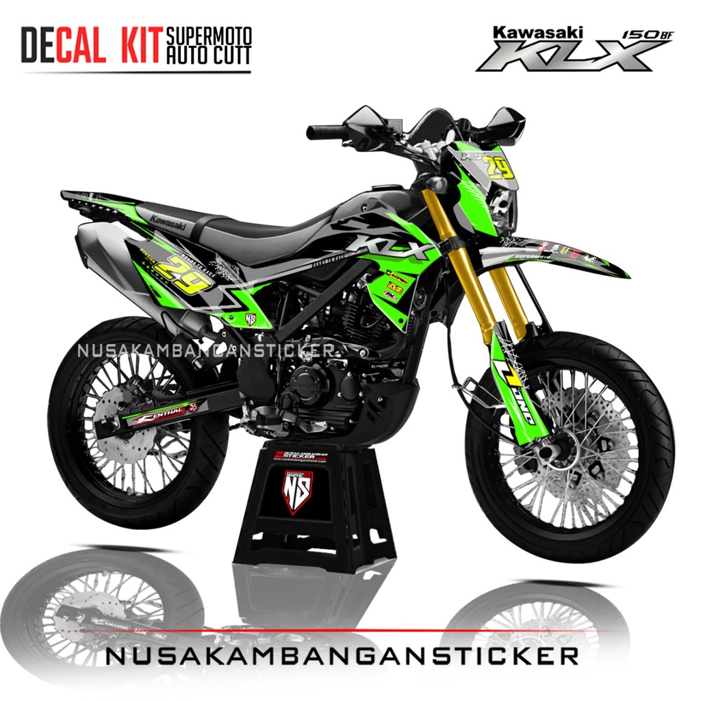 Jual Decal Stiker Supermoto Motor Kawasaki KLX 150 BF Full Body Hijau ...