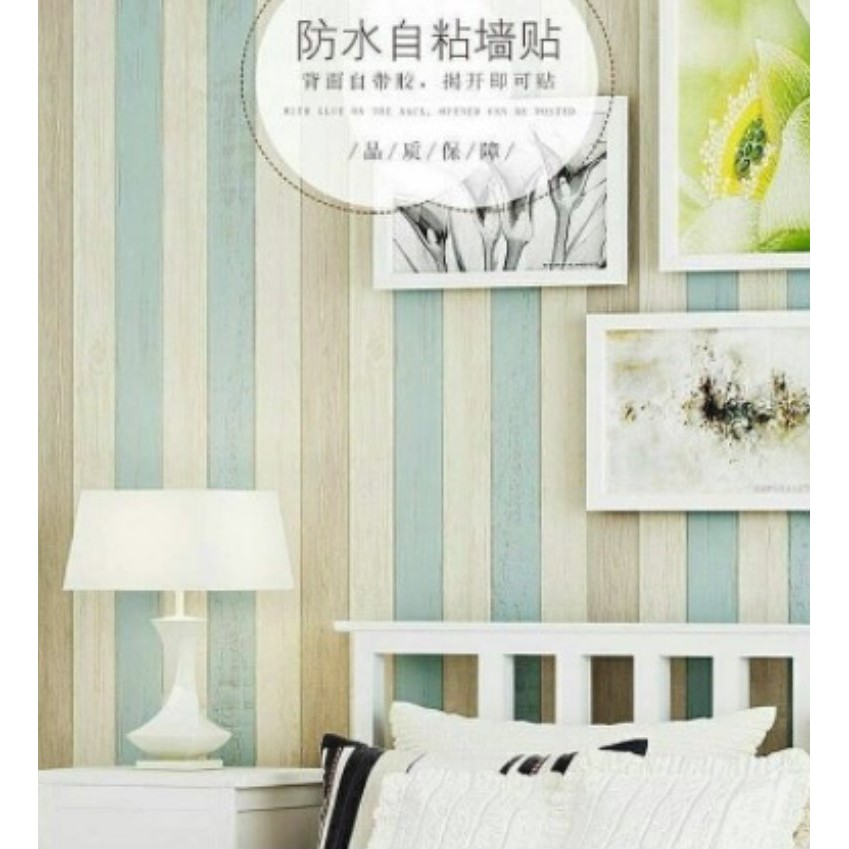 Jual Wallpaper Sticker Motif Kayu Putih Biru Minimalis Uk 45cm X 10m