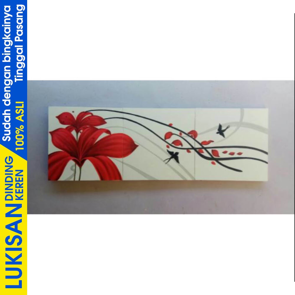 Jual Lukisan panel minimalis bunga leli merah LUKISAN panel bunga ...