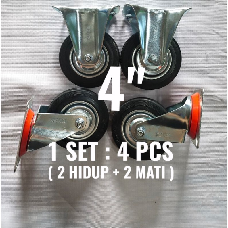 Jual RODA 4" SET KARET 4 PCS barang box lemari rak troli 4 in | Shopee ...