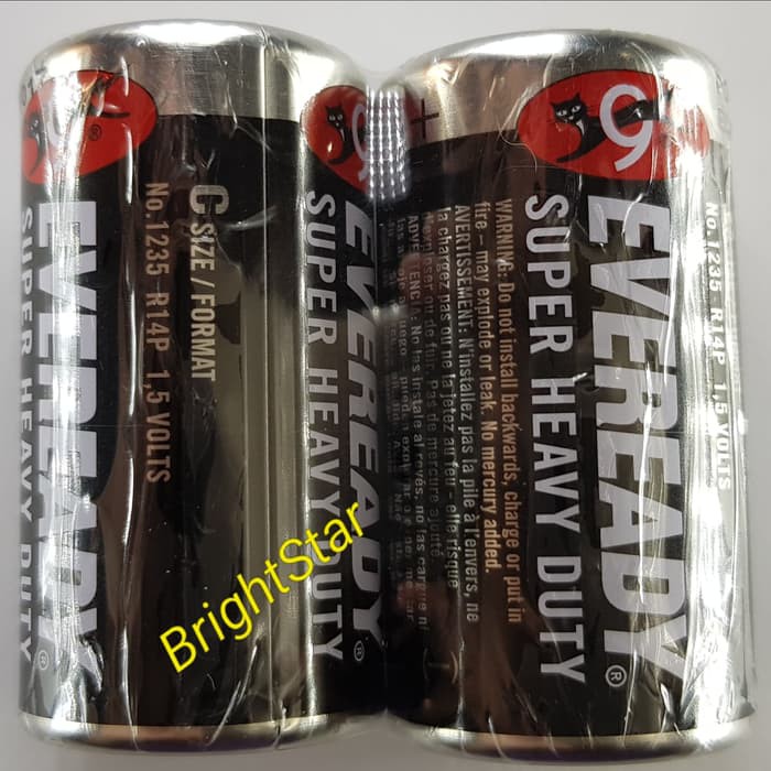 Jual Eveready Baterai (Battery/Batre) Sedang Hitam 1235 Size C / R14 (2 ...