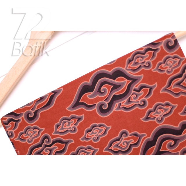 Jual KAIN BATIK PREMIUM Bahan Katun Motif Mega Mendung Warna Orange ...