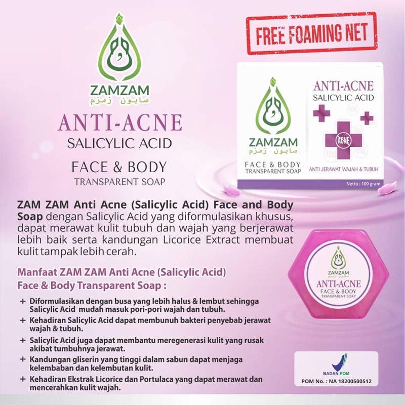 Jual ANTI ACNE [ Salicylic Acid ] Face & Body Soap Zamzam | Shopee ...