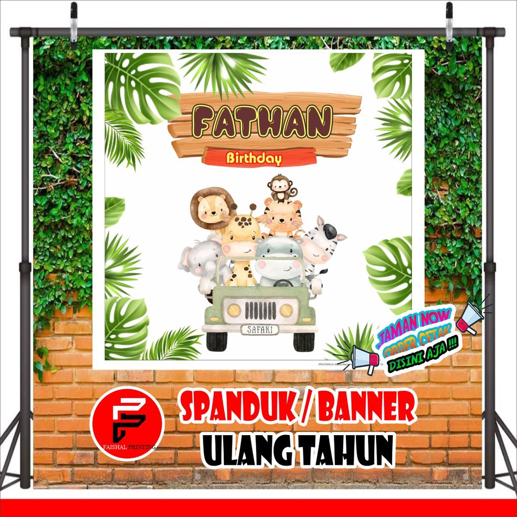 Jual Spanduk / Banner / Backdrop Ulang Tahun Custom Tema zoo Hutan ...
