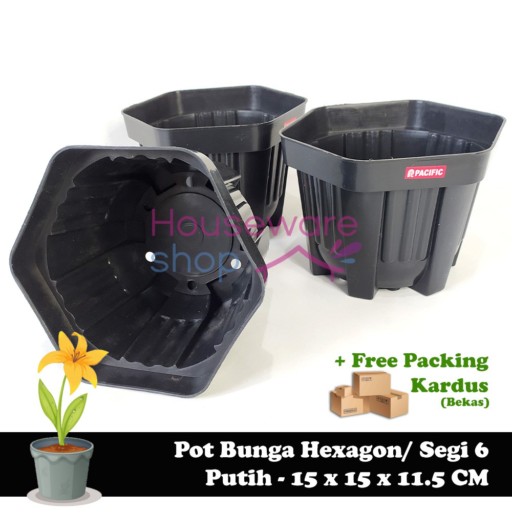 Jual Pot Tanaman Segi Enam / Pot Hexa Hitam - 17 CM | Shopee Indonesia