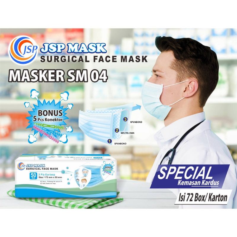 Jual JSP Masker daily mask 3 ply 1 BOX isi 50 pcs | Shopee Indonesia