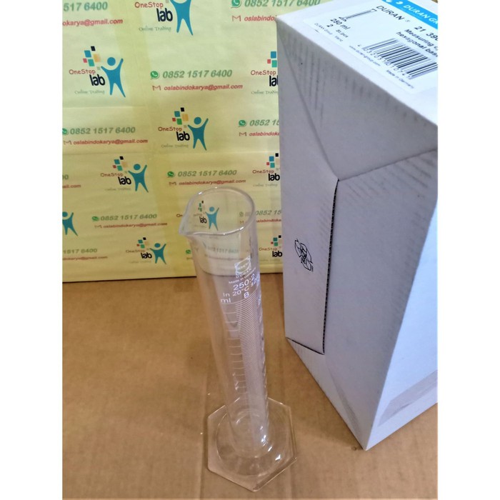 Jual DURAN Gelas ukur 250 ML Measuring cylinder silinder ukur kaca ...