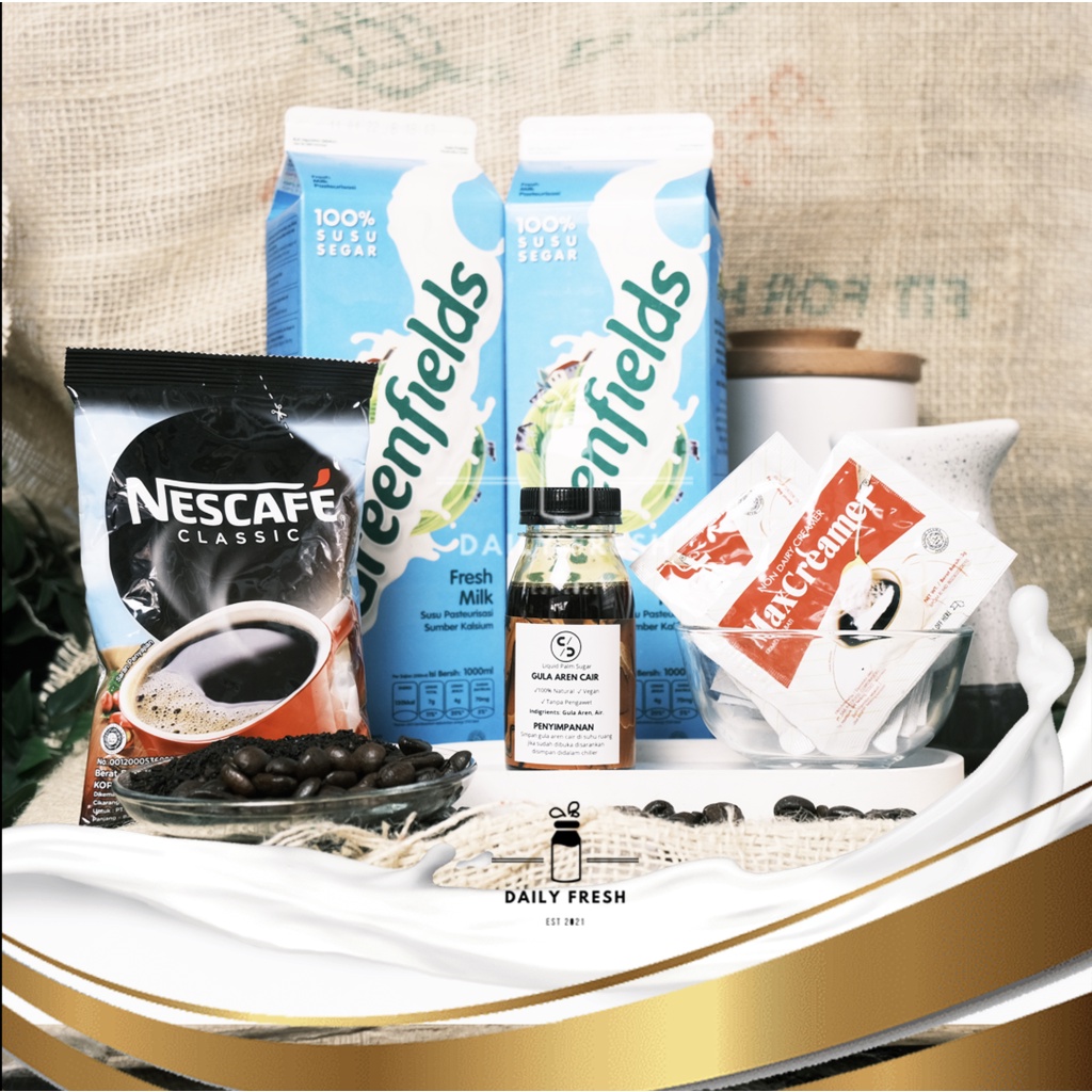 Jual PAKET ES KOPI SUSU RUMAHAN NESCAFE MAX CREAMER GULA AREN ...