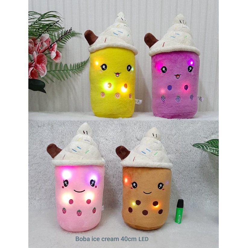 Jual Boneka Boba Es Krim Led Size 37cm/Boneka minuman boba Lampu LED ...
