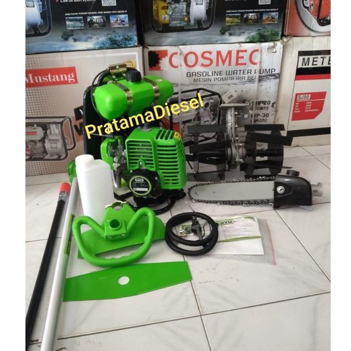 Jual paket(3in1)Mesin potong rumput RYU RBC2T+Cultivator bajak sawah ...