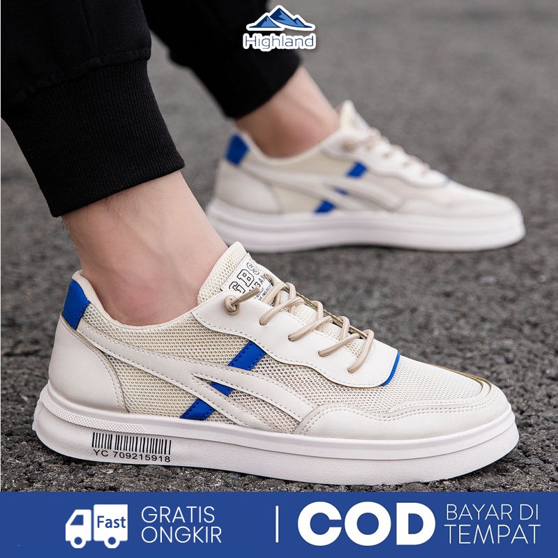Jual Highland Sepatu Sneakers Pria Sepatu Tali Running Olahraga Sepatu Pria Kasual Fashion Men ...