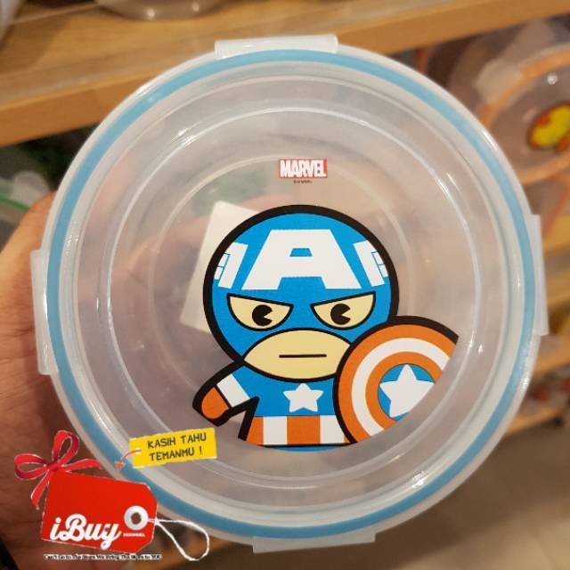 Jual Miniso Cute Captain America Lunch Box Kotak Bekal Makan Bulat ...