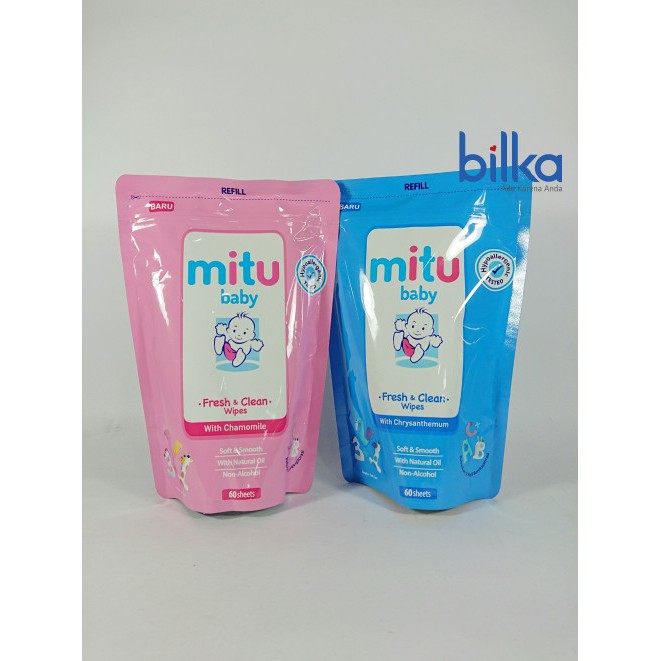 Jual MITU BABY Fresh & Clean Wipes 60 Sheet (Refill) | Shopee Indonesia