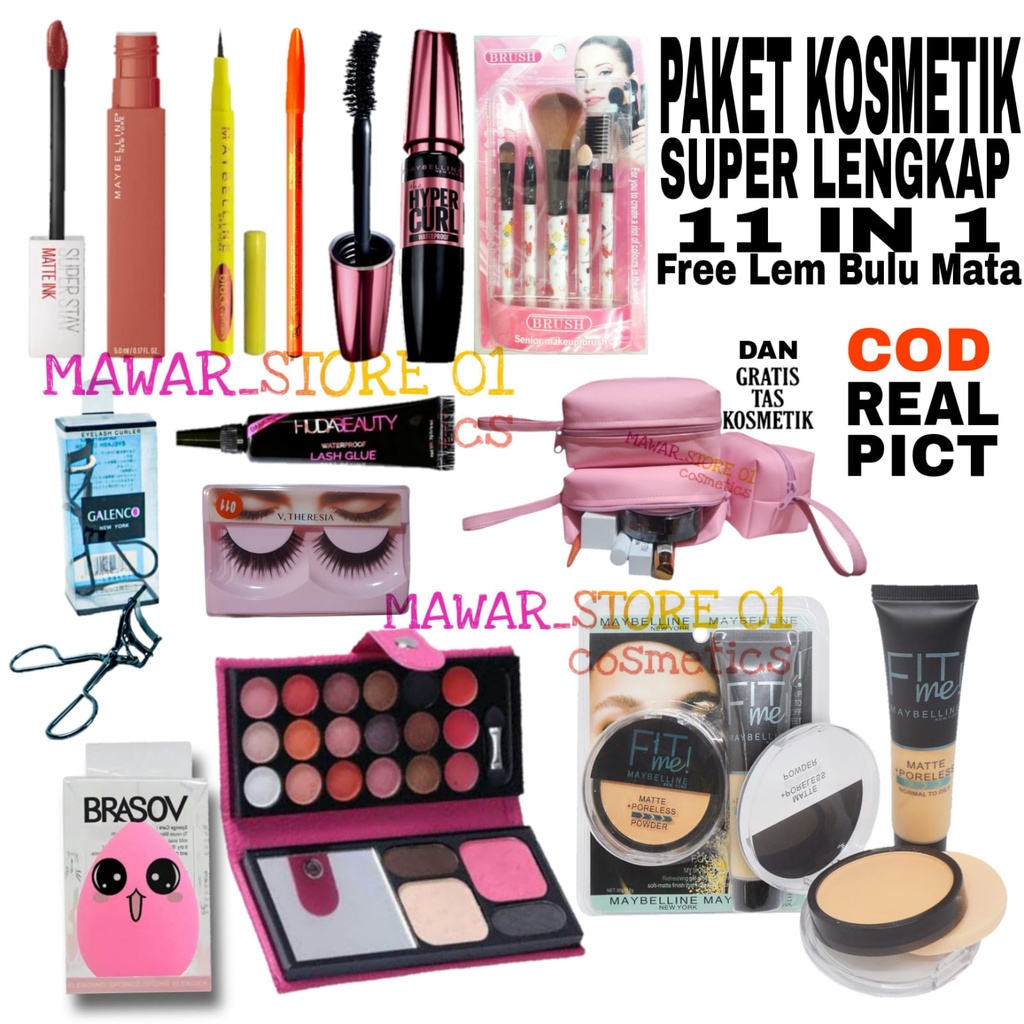 Jual Paket Kosmetik Maybelline / Paket Make up Super Lengkap 11 in 1 ...