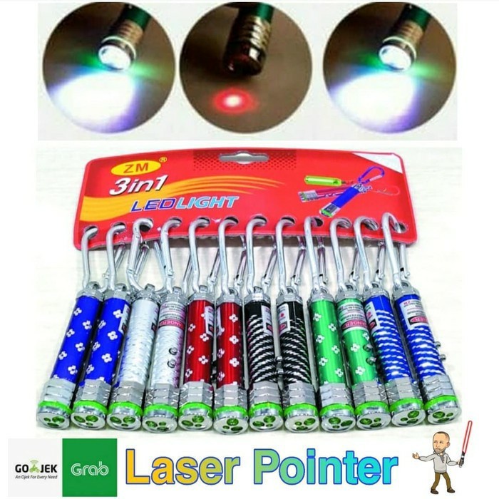 Jual Laser Pointer / Senter Mini Gantungan Keychain Senter 3 In 1 Led ...
