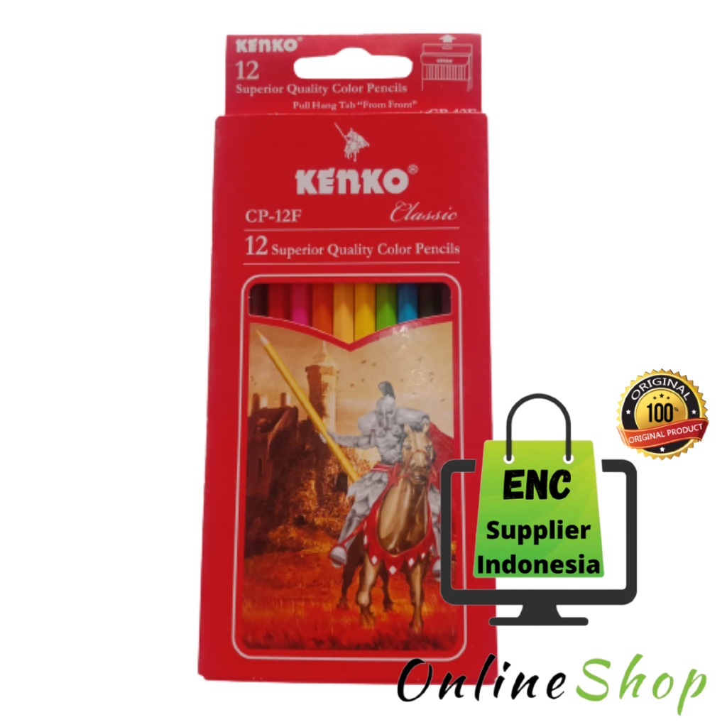 Jual kenko pensil 12 warna panjang cp12f classic cp-12f cp 12f per set ...