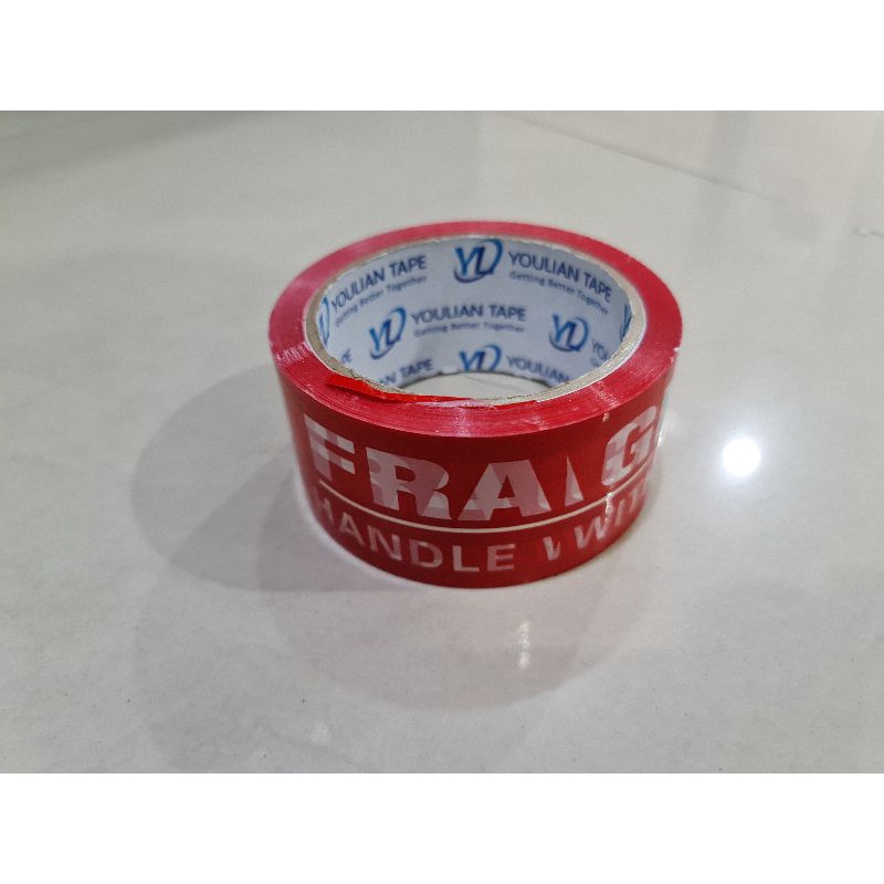 Jual [ YouLian ] LAKBAN FRAGILE MERAH dan PUTIH 2”inch(48MM x 80 Y) OPP ...