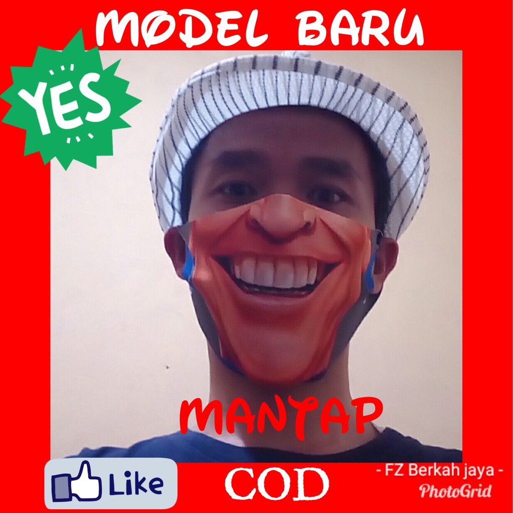 Jual Masker karakter wajah / masker skuba gambar wajah / MASKER JENGGOT ...