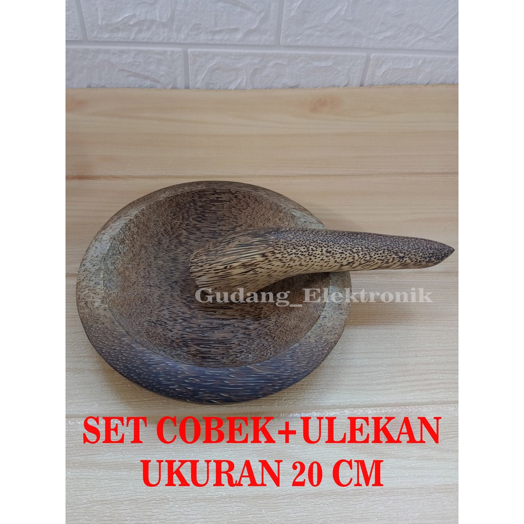 Jual Set Cobek Dan Ulekan Besar Kayu Pohon Kelapa Asli Set Murah Tanpa ...