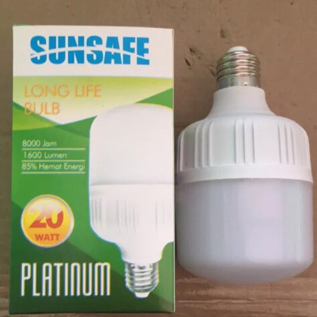 Jual SUNSAFE 20 watt lampu led biasa murah warna putih tahan lama ...