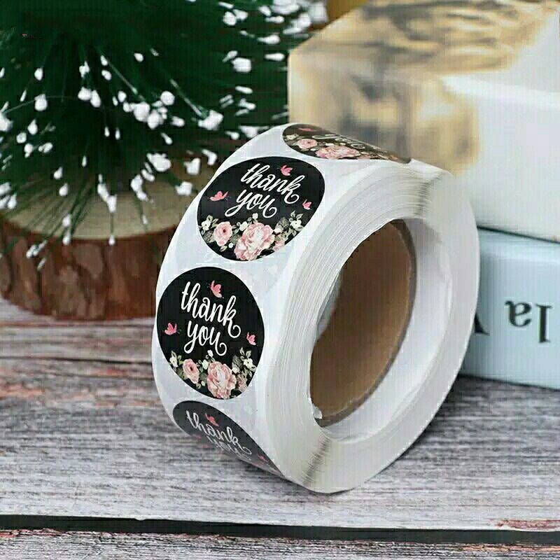 Jual stiker Ucapan Terima Kasih Sticker Thank You Hitam Bunga Murah ...