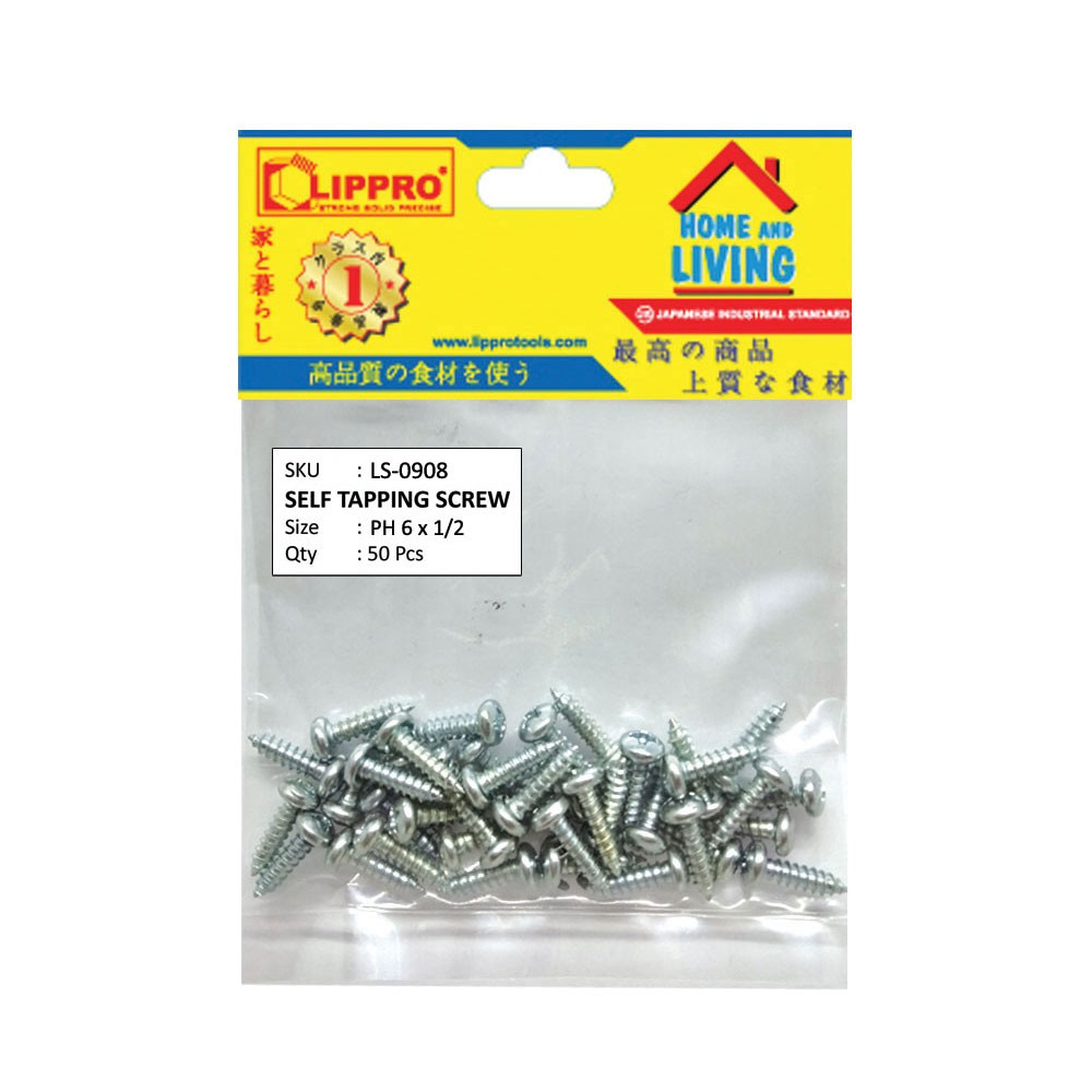 Jual LIPPRO LS-0908 SEKRUP PH 6 x 1/2 - SKRUP BAUT TAPPING - 50 PCS ...