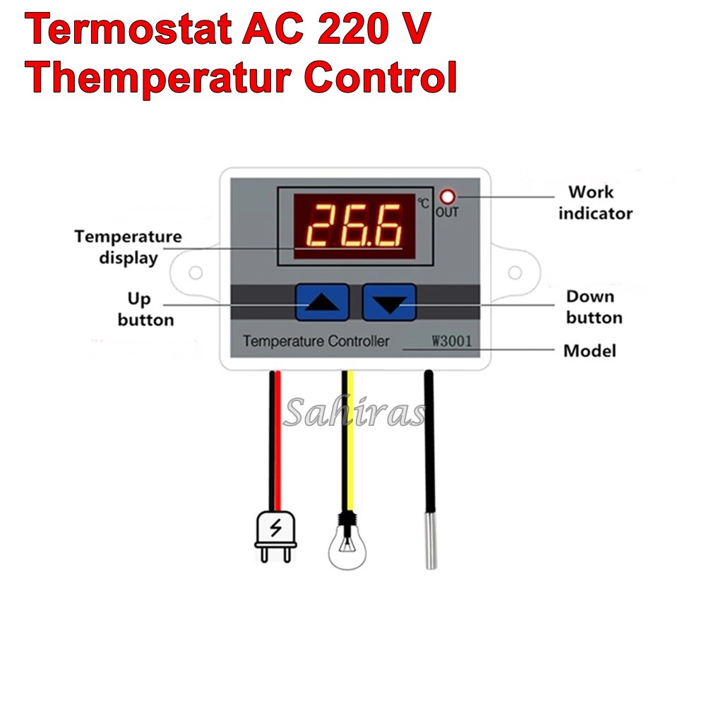 Jual Thermostat Termostat Digital XH W3001 AC 220V Temperature Controller Pengatur Suhu | Shopee ...