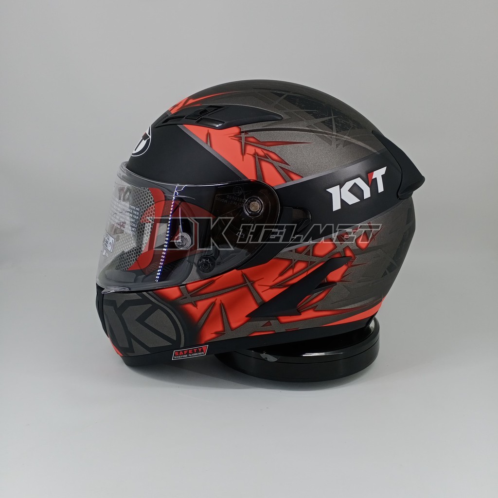 Jual Helm KYT Falcon FR Spike GM Gunmetal Doff Red Fluo Flat Visor Full ...