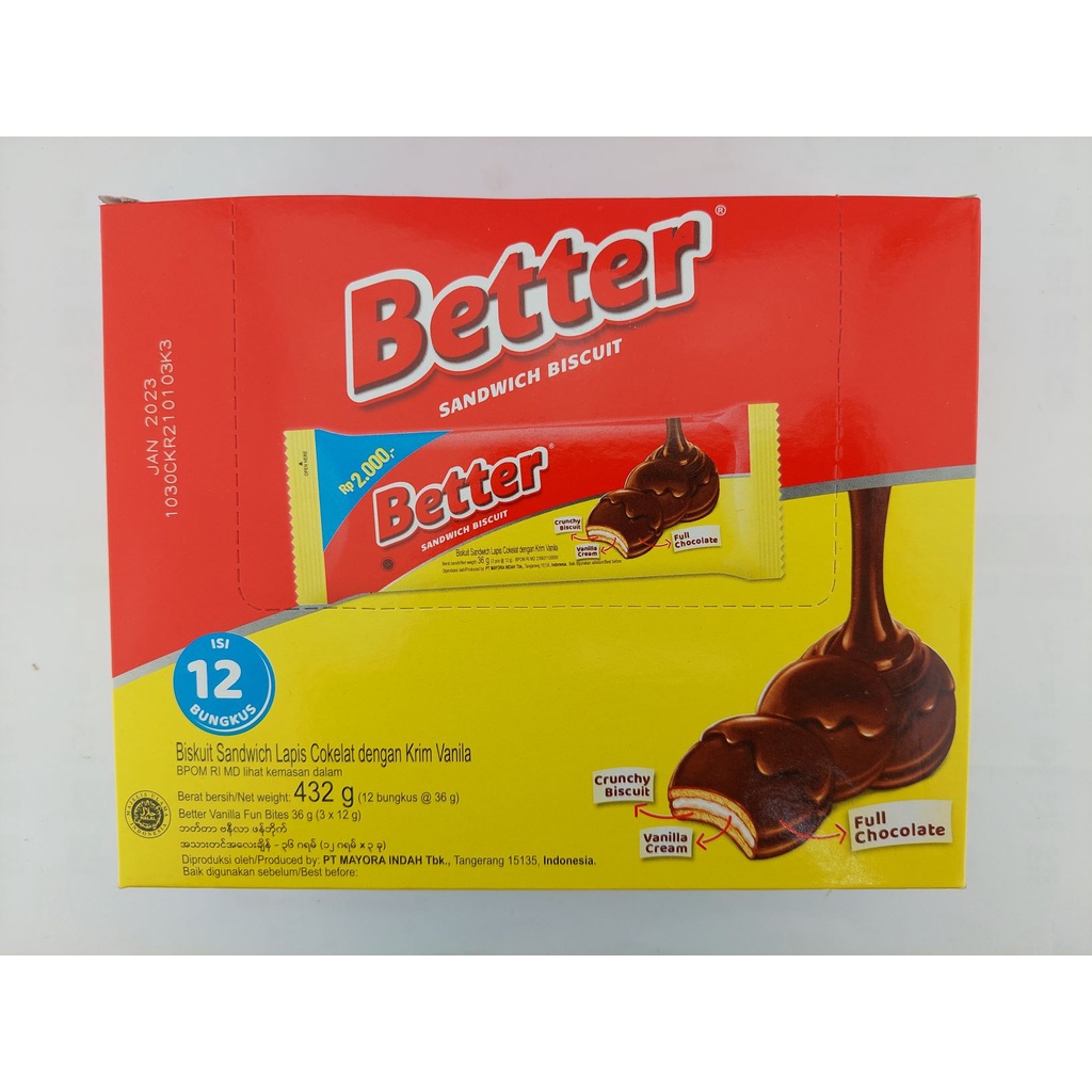 Jual BETTER SANDWICH BISCUIT 1 BOX 12X36GRAM BETTER 2000 BETTER PROMO ...