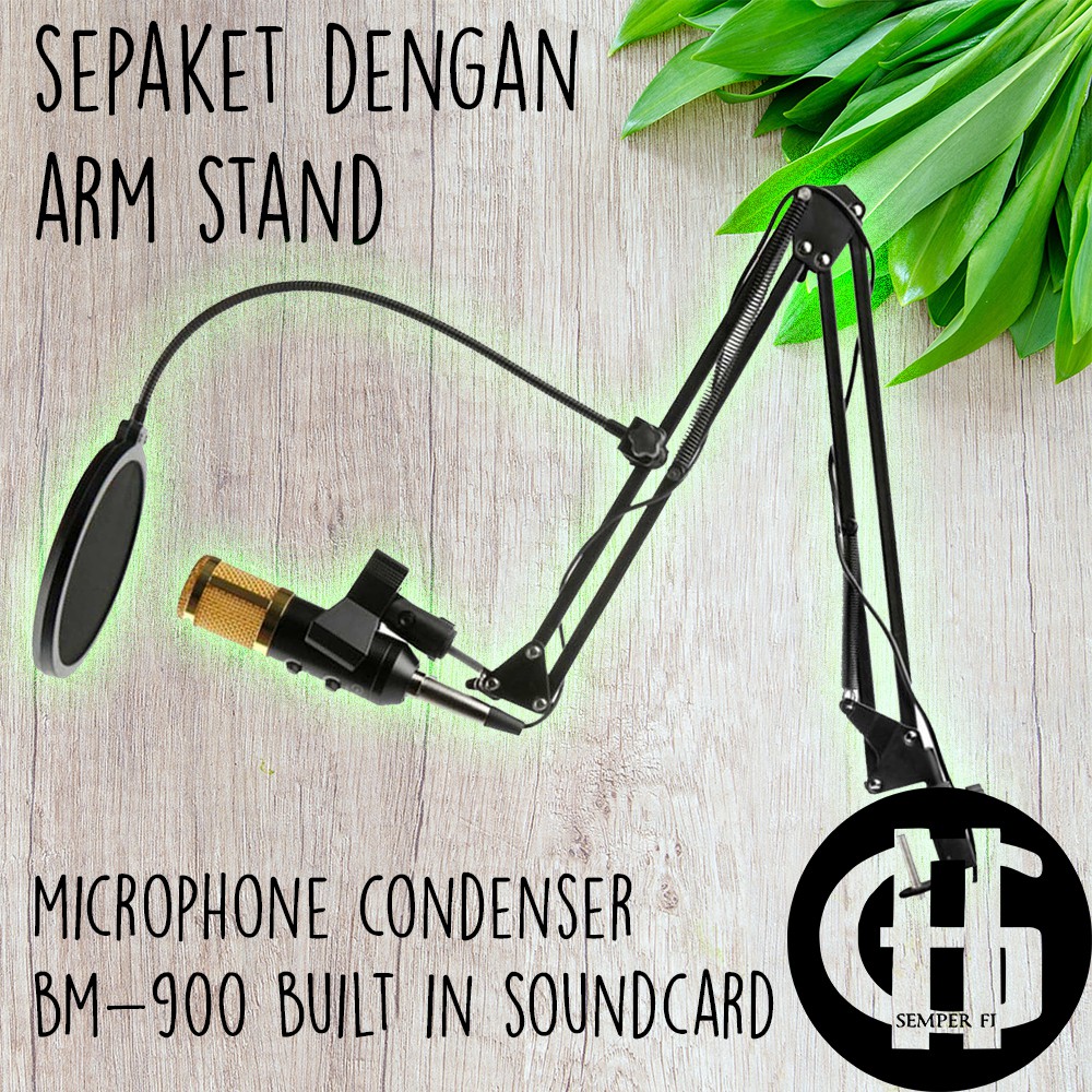 Jual Condenser Microphone Built-in SoundCard BM-900 ScissorStand | Shopee Indonesia