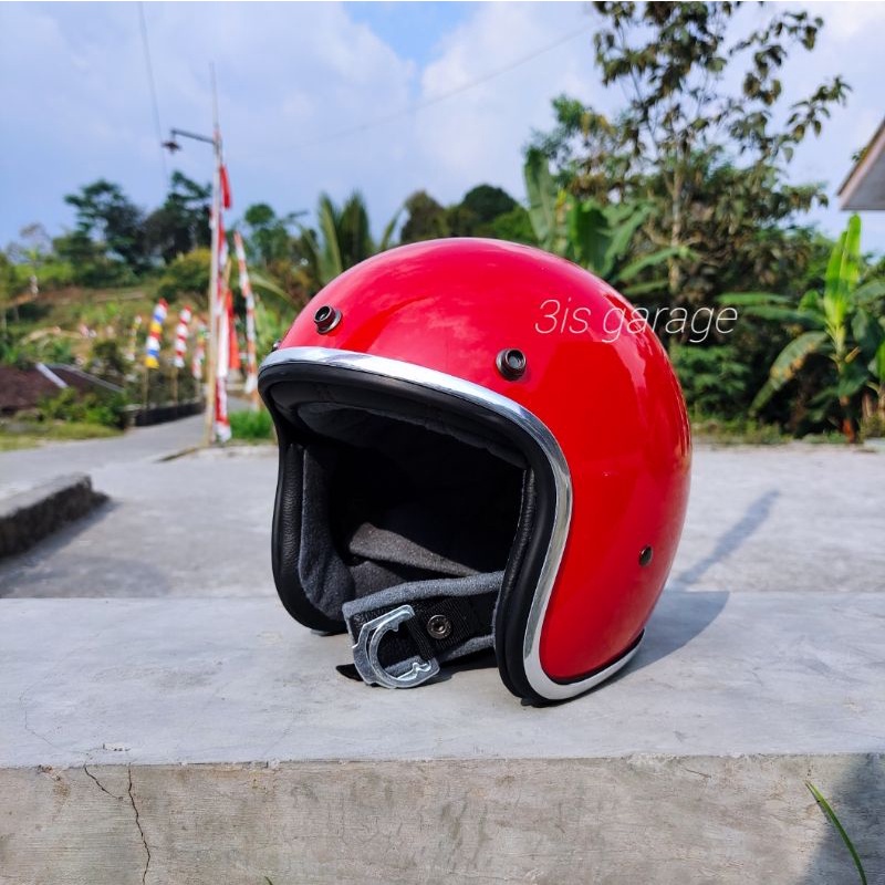 Jual HELM BOGO CUSTOM SLIMM HEAD RETRO KLASIK BUSA KULIT LIST CROM ...