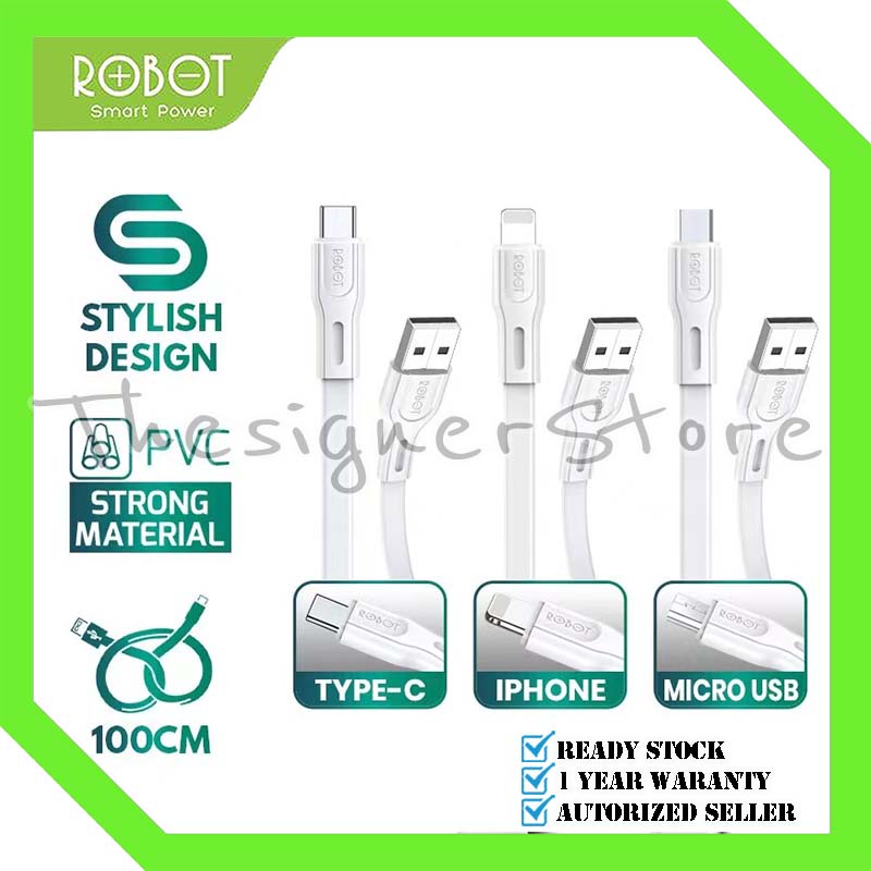 Jual Kabel Data ROBOT Micro USB Type C Lighting 1M Data Cable Original ...