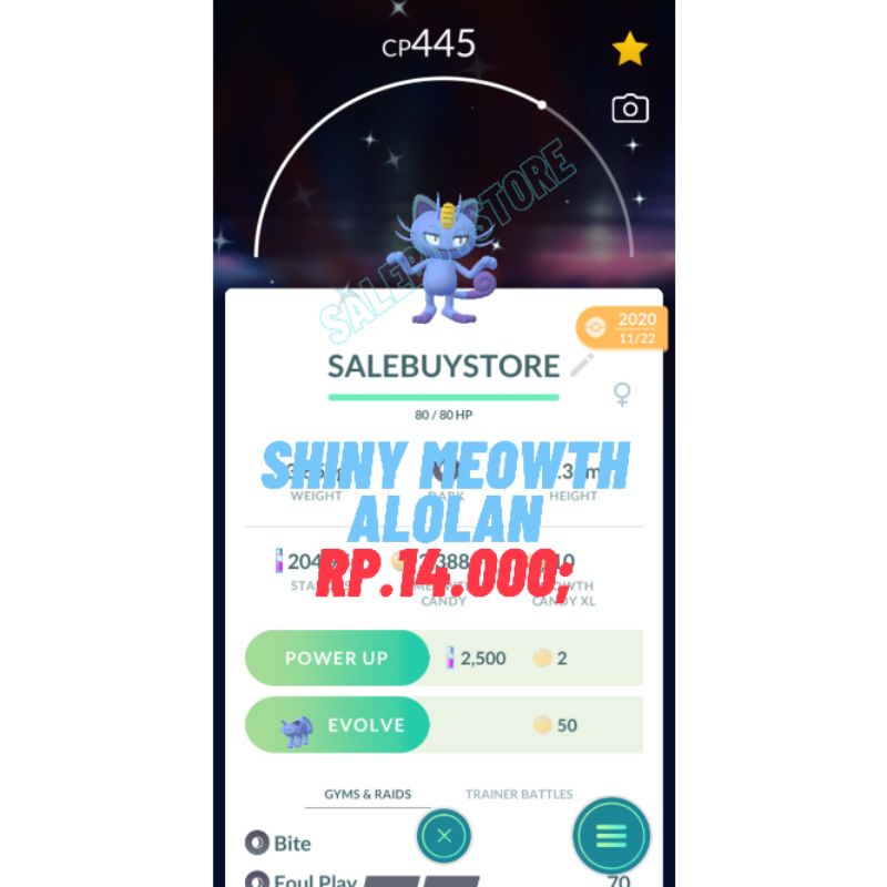 Jual trade pokemon go shiny alolan meowth | Shopee Indonesia