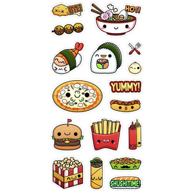 Jual sticker lucu makanan // sticker sushi // sticker ramen dekorasi ...