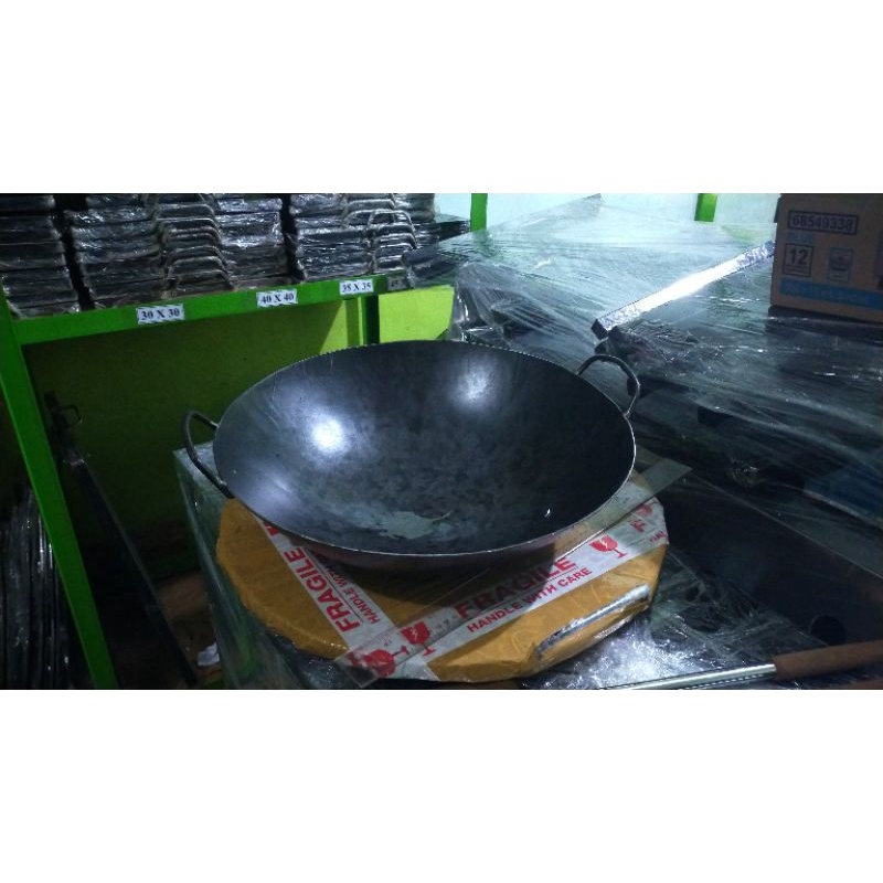 Jual KUALI / WAJAN ukuran ∅ 40cm BAJA HITAM tebal 2mm | Shopee Indonesia