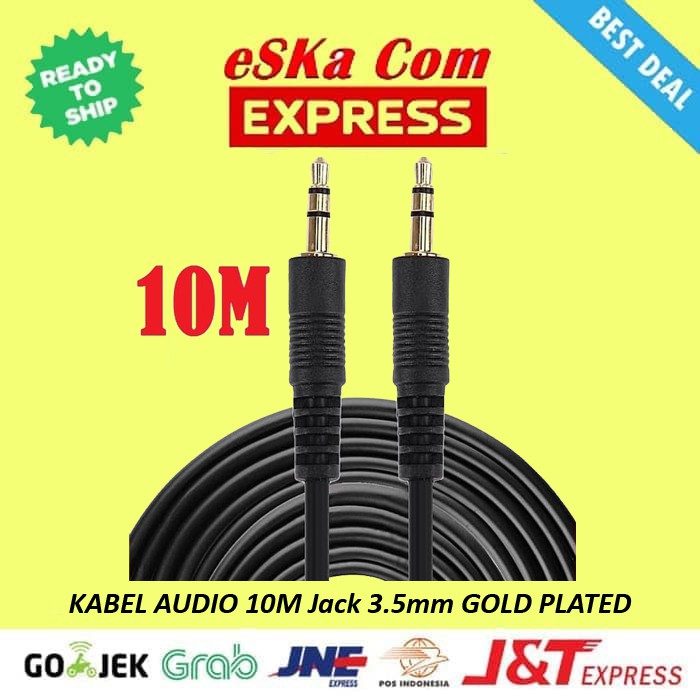 Jual KABEL AUDIO 10M Jack 3.5mm GOLD PLATED - KABEL AUX 10 METER ...