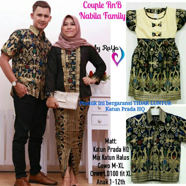 Jual Sarimbit batik Nabila couple batik modern couple family kebaya ...