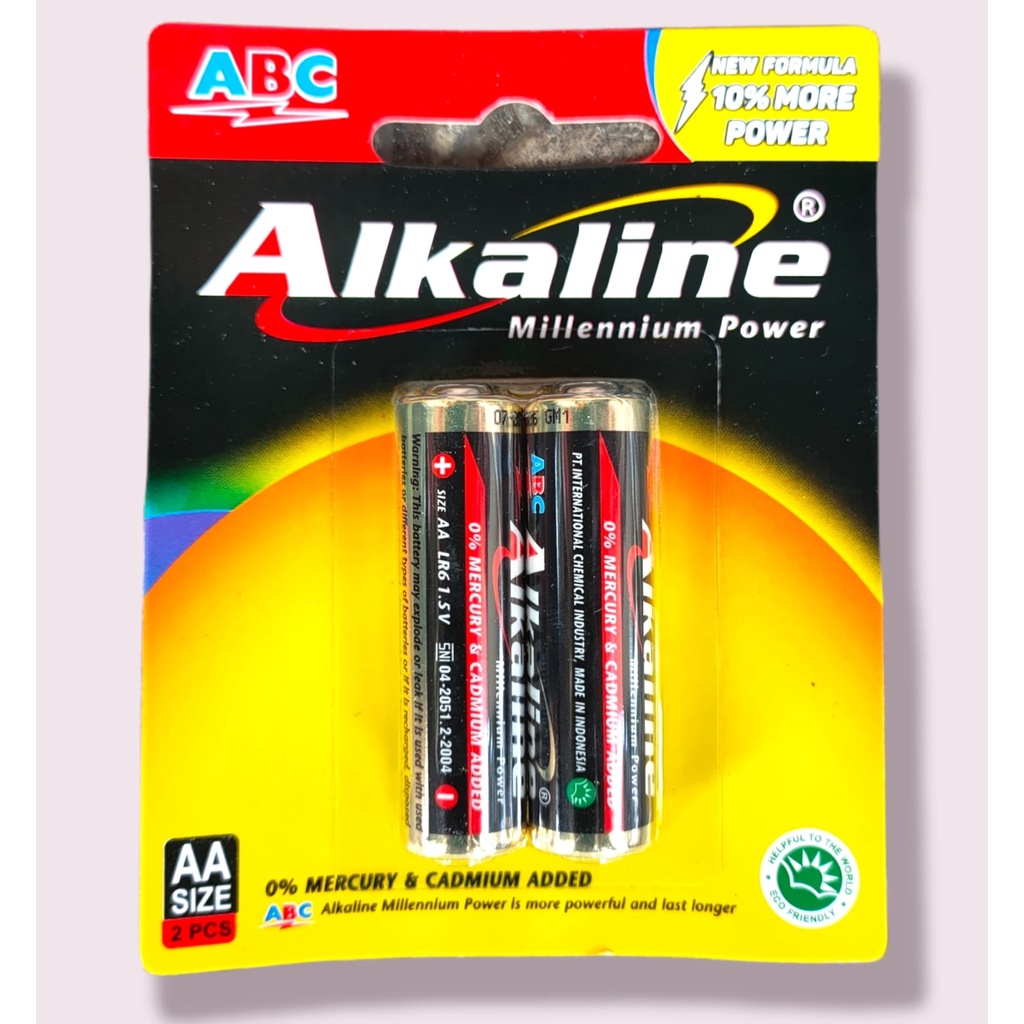 Jual Baterai ABC Alkaline 1,5 V AA atau A2 isi 2 pcs | Shopee Indonesia
