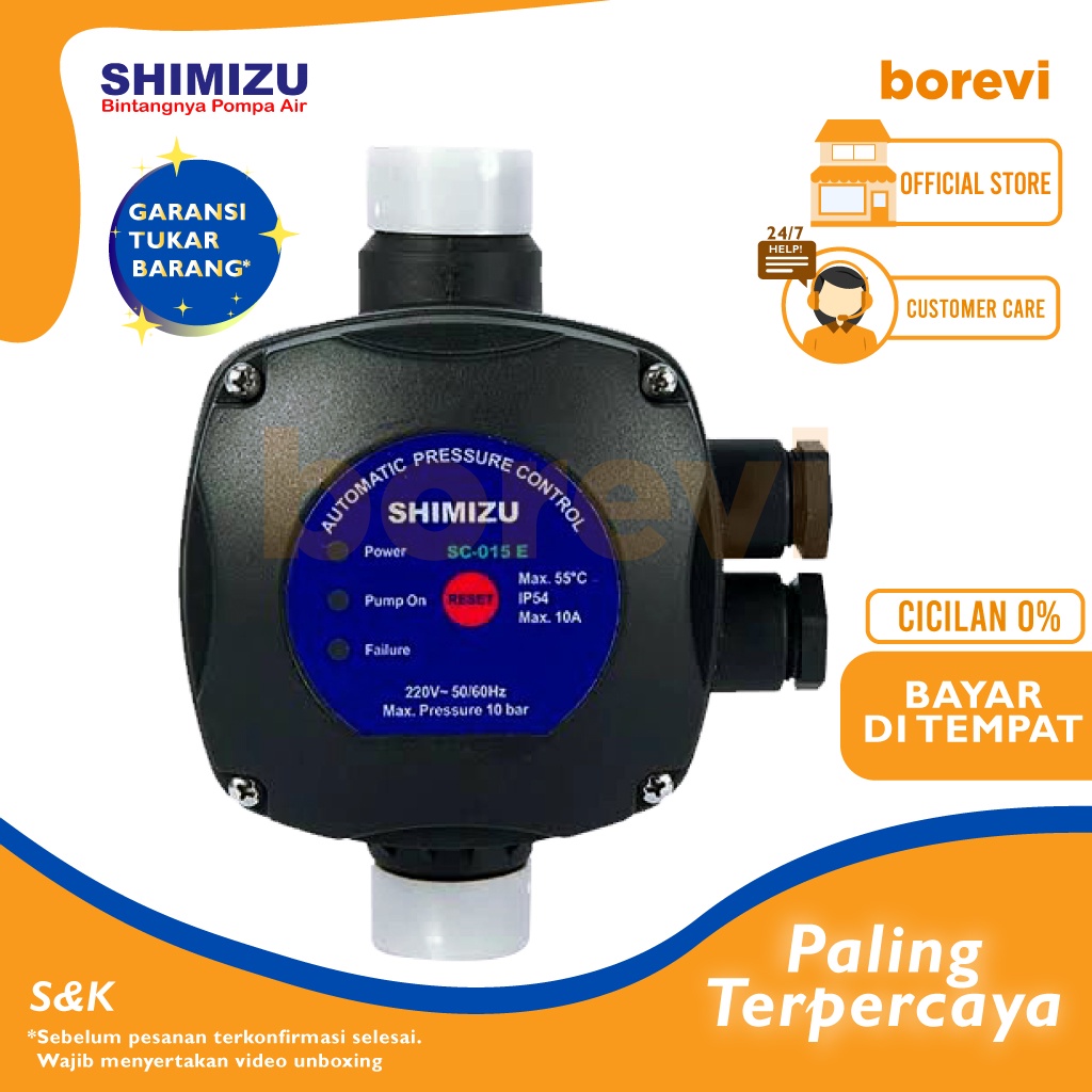 Jual OTOMATIS POMPA BOOSTER AUTOMATIC PRESSURE CONTROL SHIMIZU SC-015 E APC SC015E SC 015E ...