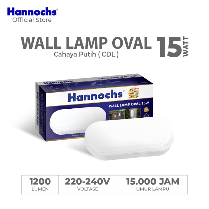 Jual Hannochs Lampu Dinding Wall Lamp Oval 15 Watt - Cahaya Putih ...