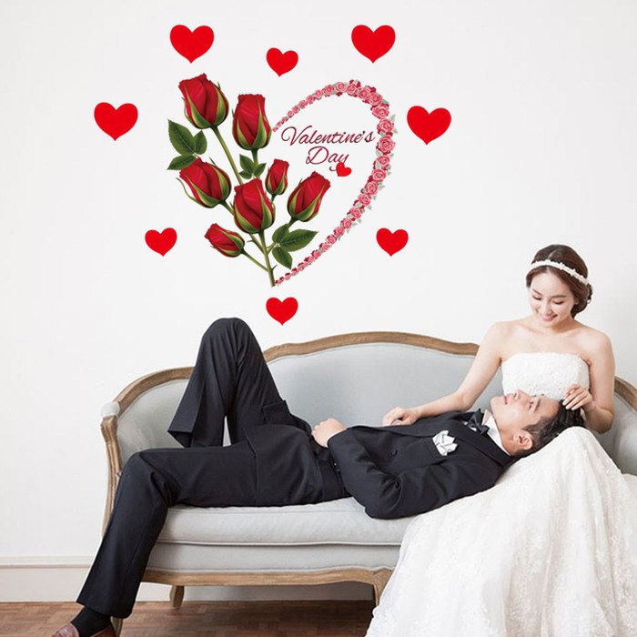Jual Stiker Dinding / Kaca / Wall Sticker (Bunga Mawar Valentine's Day ...