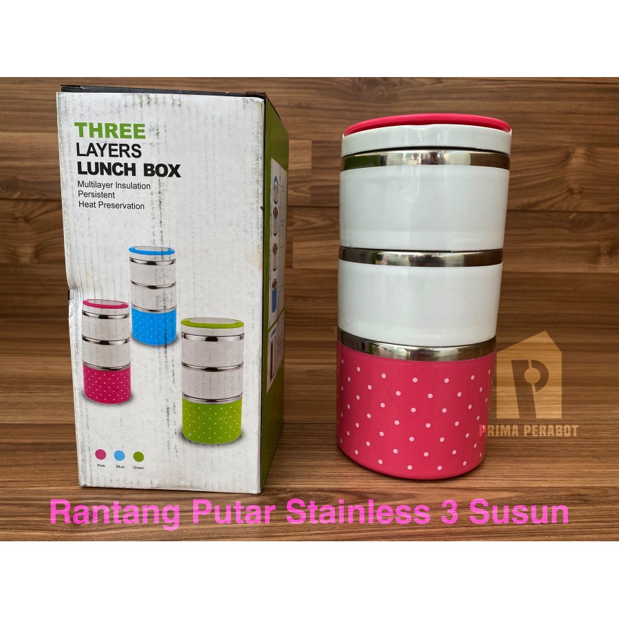 Jual Rantang Putar Susun 3 Stainless | Termos Makanan Lunch Box ...