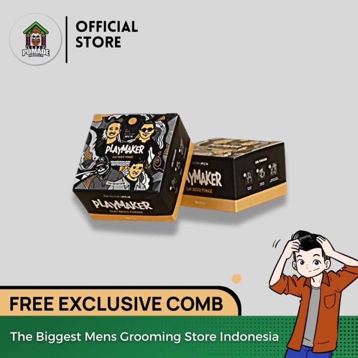 Jual POMADE MS GLOW MEN CLAY MATTE Playmaker -Minyak Rambut Pria Free ...