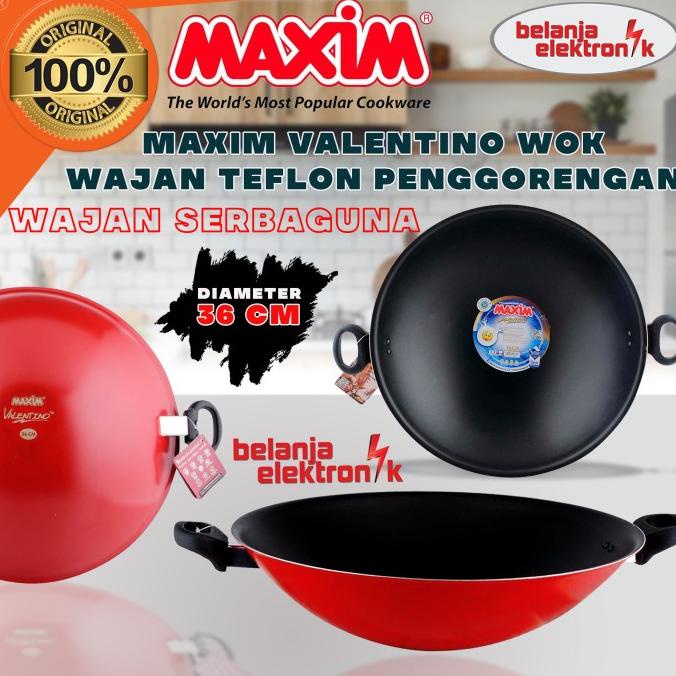 Jual MAXIM VALENTINO WOK WAJAN PENGGORENGAN TEFLON 36 CM ANTI LENGKET | Shopee Indonesia