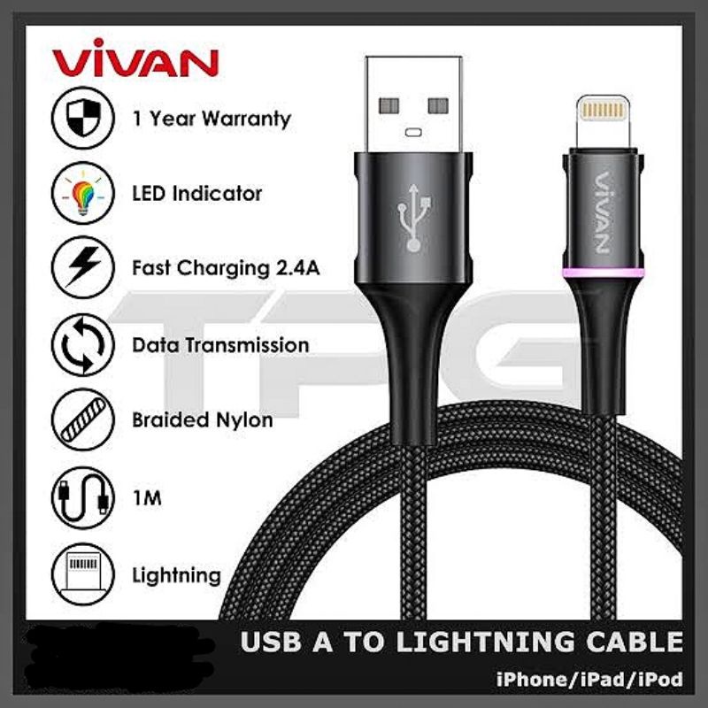 Jual (VIVAN) KABEL DATA IPHONE USB LIGHTNING 2.4A QUICK CHARGE iPhone 6 ...