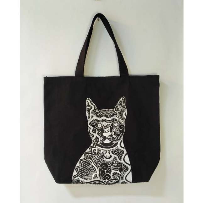 Jual Totebag lukis, handmade gambar kucing limited edition | Shopee ...