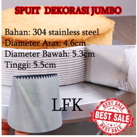 Jual IMPORT SS JUMBO SPUIT NOZZLE #200 ICING PASTRY LURUS GERIGI 6CM ...