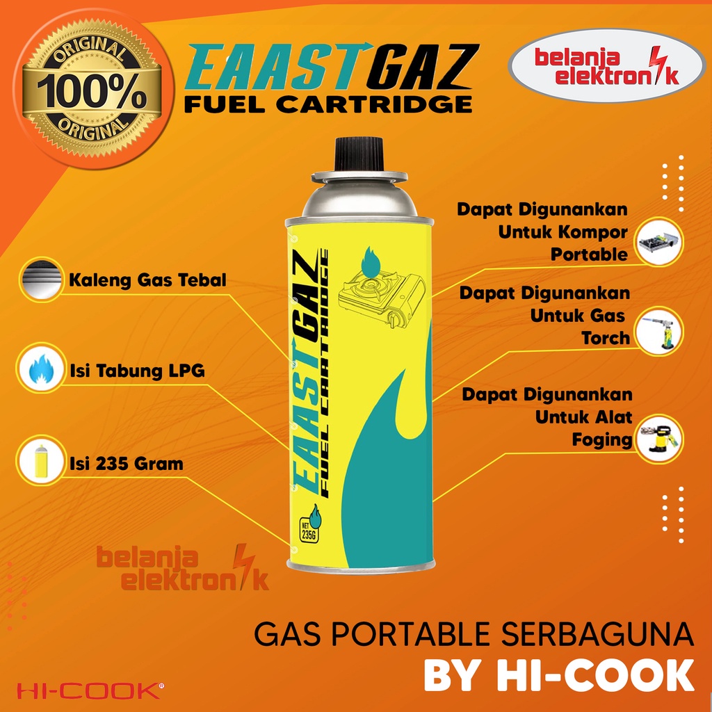 Jual TABUNG GAS PORTABLE / GAS KALENG / CARTRIDGE EAAST GAZ BY HI-COOK ...