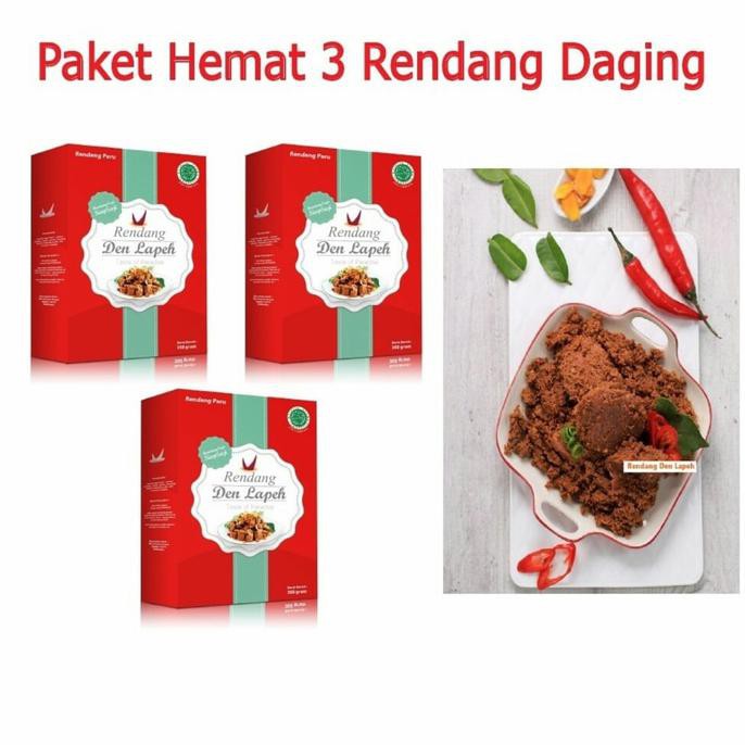 Jual PROMO ENAK Rendang Den Lapeh/ Paket Hemat 3 In 1 Rendang Daging ...