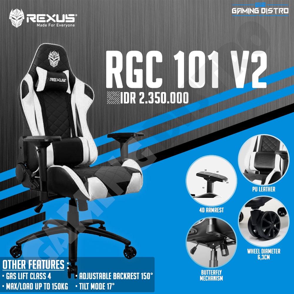 Jual Rexus Gaming Chair - Kursi Gaming Rexus RGC 101 - Putih | Shopee ...